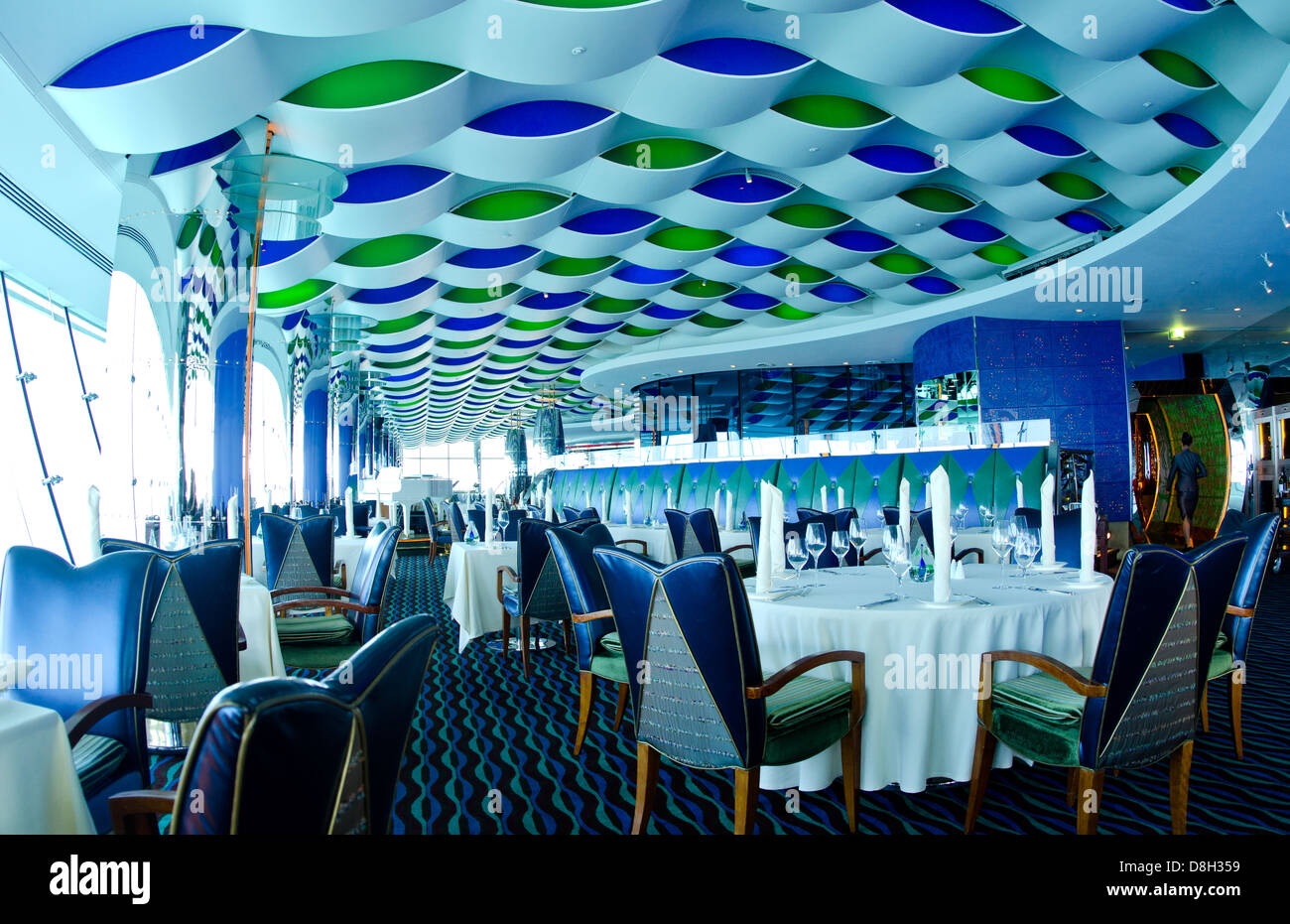 Interior of top floor restaurant at worlds only 7 star hotel the Burj ...