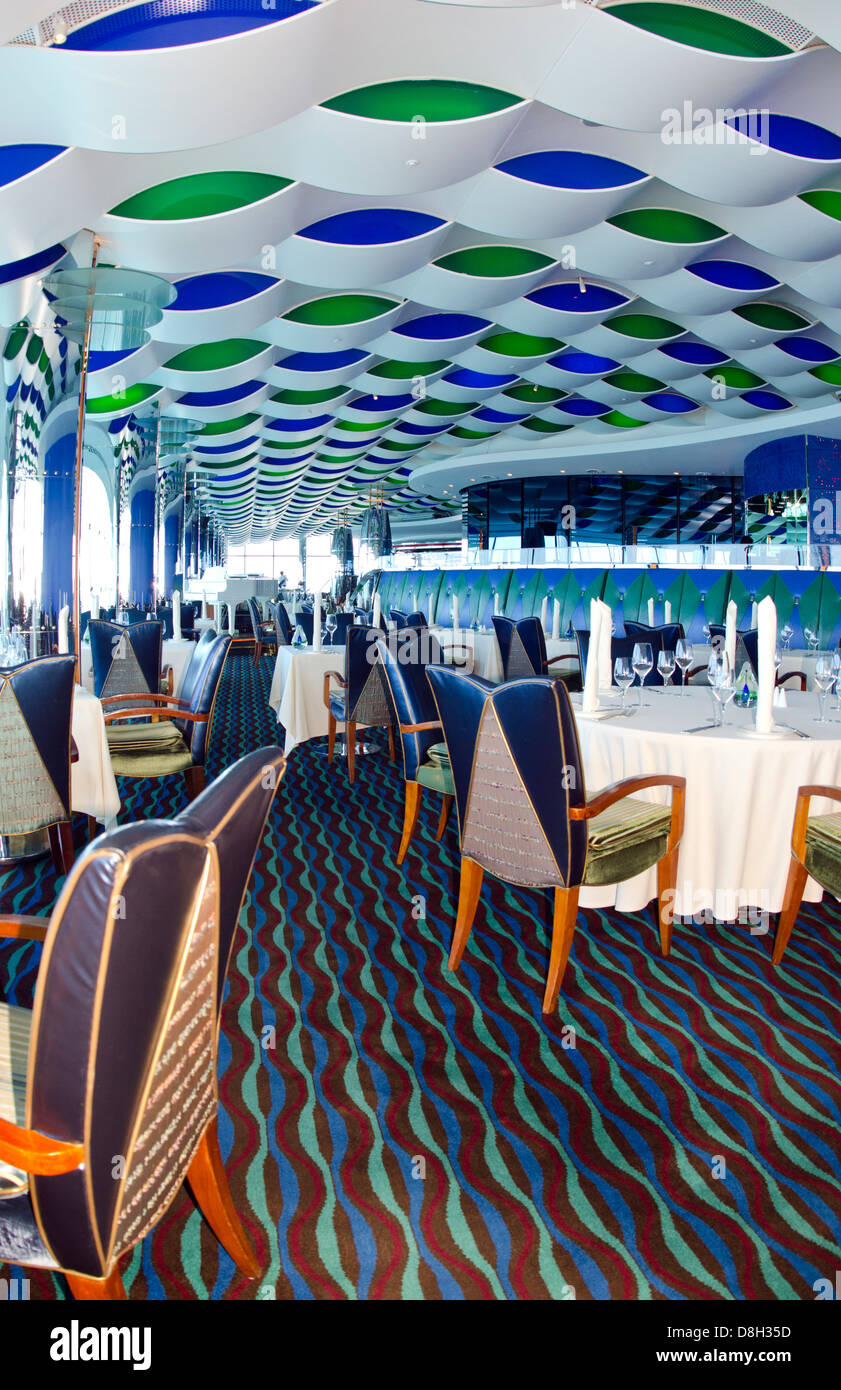 Interior of top floor restaurant at worlds only 7 star hotel the Burj ...