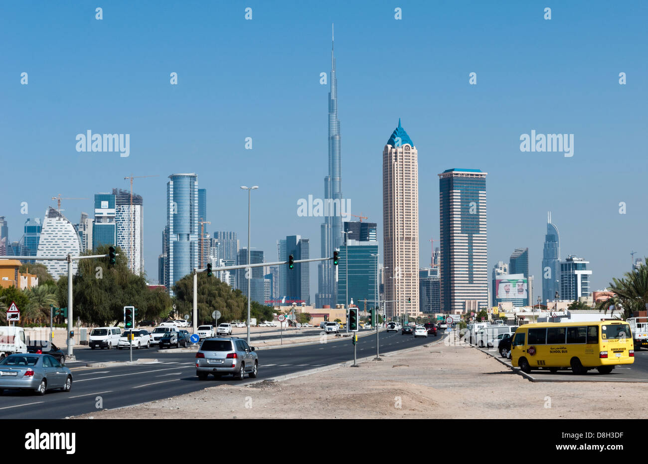 Construction and new skyline of amazing Dubai UAE with the world's ...