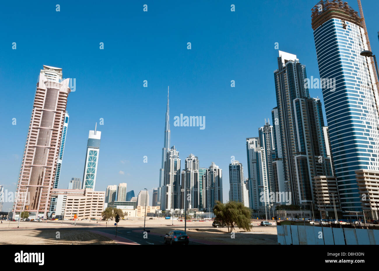 Construction and new skyline of amazing Dubai UAE with the world's ...