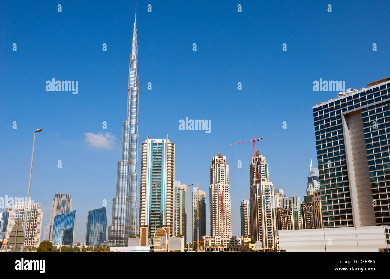 Construction and new skyline of amazing Dubai UAE with the world's ...