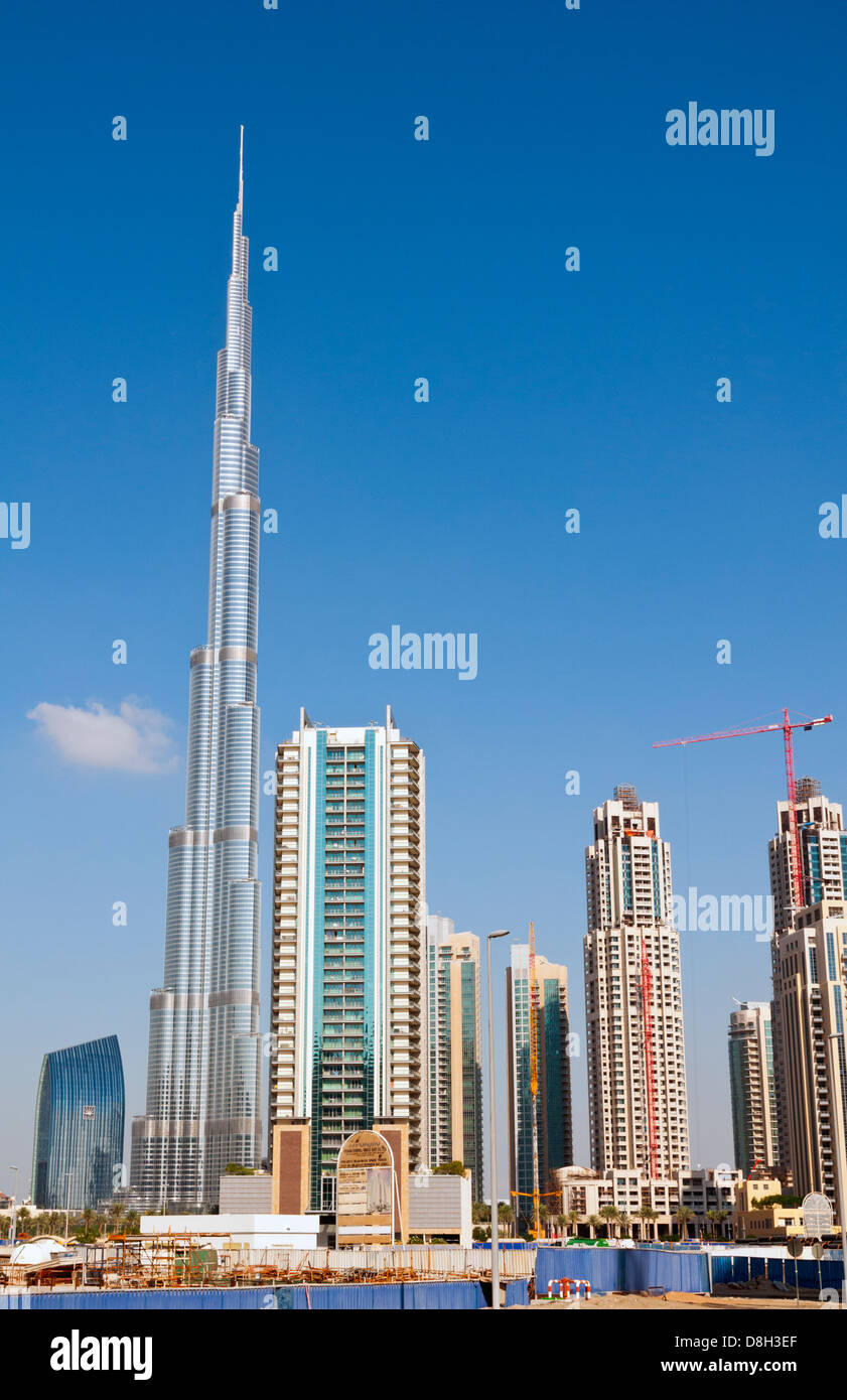 Construction and new skyline of amazing Dubai UAE with the world's ...