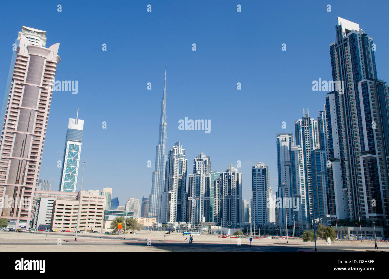 Construction and new skyline of amazing Dubai UAE with the world's ...