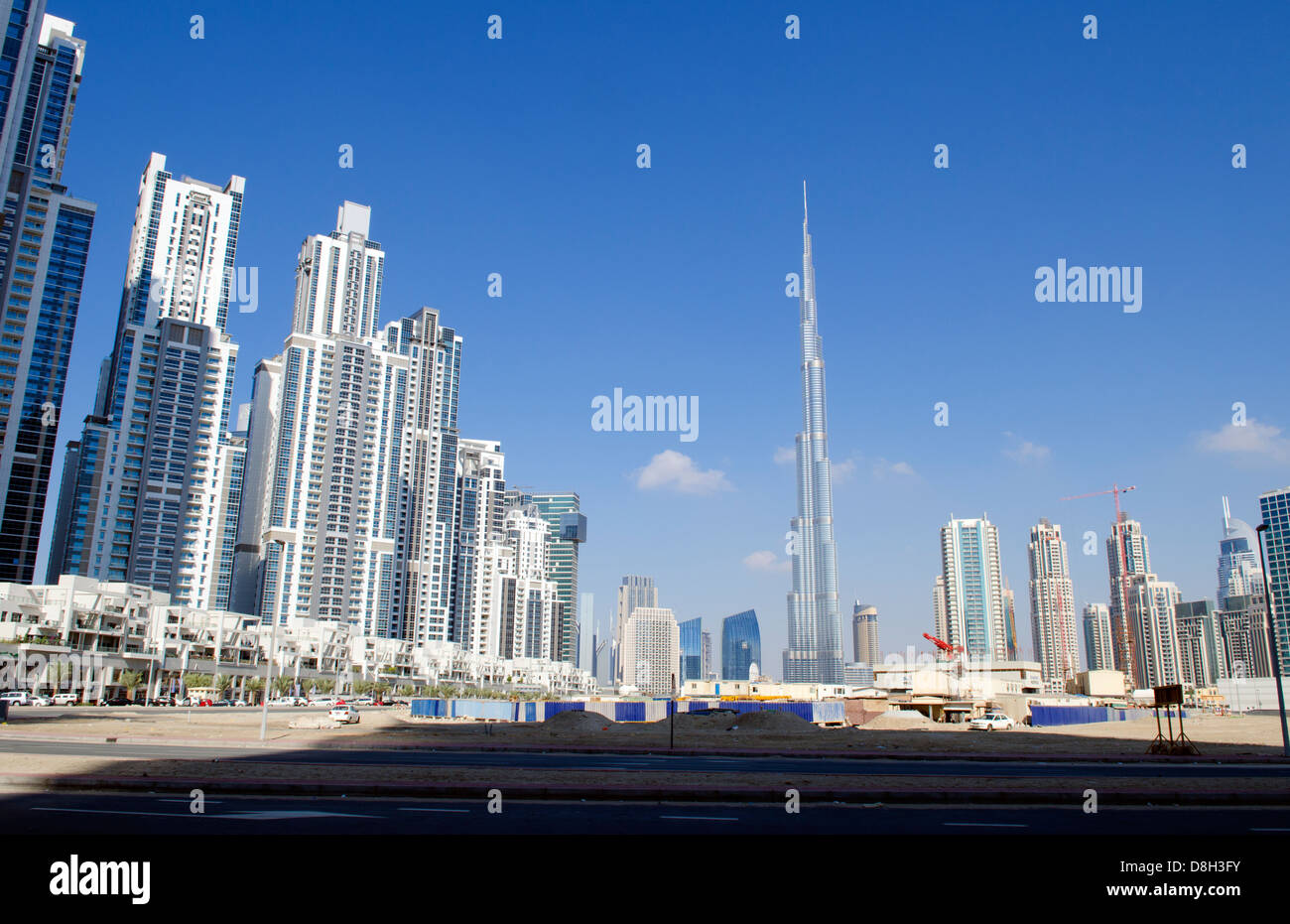 Construction and new skyline of amazing Dubai UAE with the world's ...