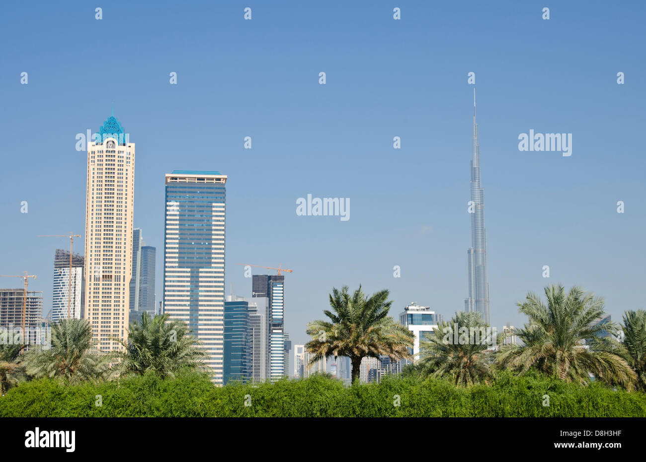 Construction and new skyline of amazing Dubai UAE with the world's ...