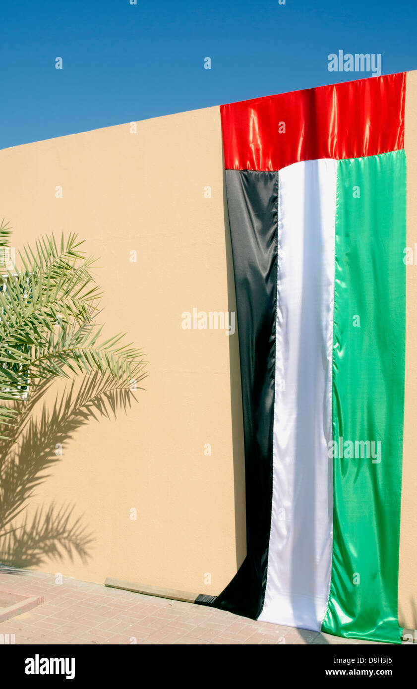 UAE flag draped at house in Dubai in the United Arab Emirates in ...