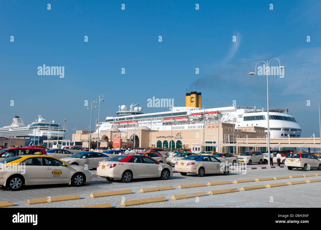 Cruise Terminal at Port Rashid in Dubai in the UAE with taxis and new ...
