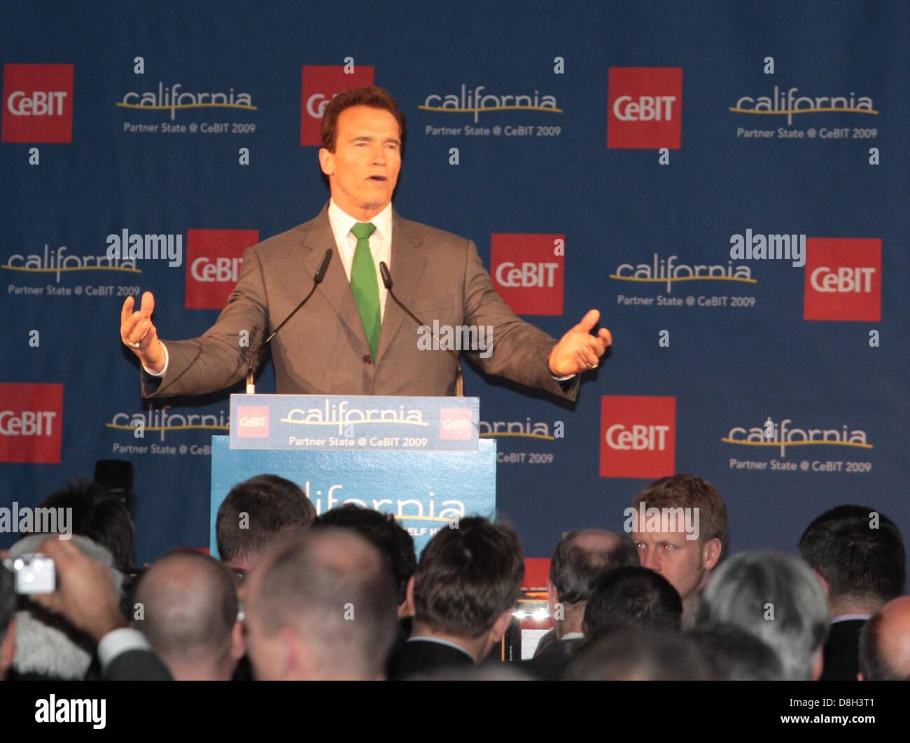 Arnold Schwarzenegger at the Cebit 2009 in Hannover Stock Photo - Alamy