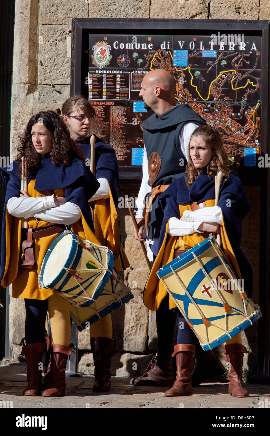 Local people in medieval costumes during traditional crossbow palio ...