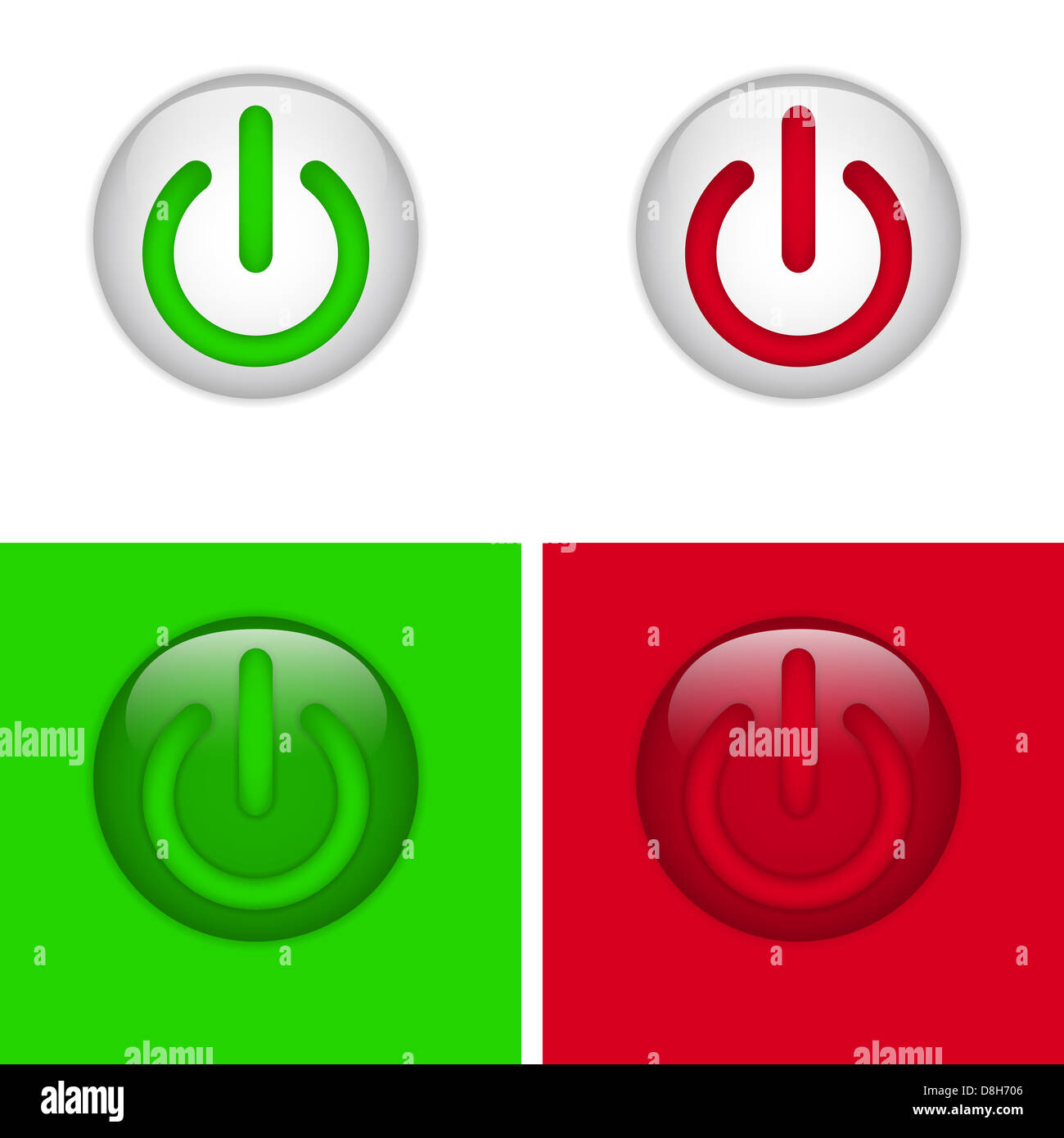 Vector - Set of On and Off Glass Buttons Stock Photo - Alamy