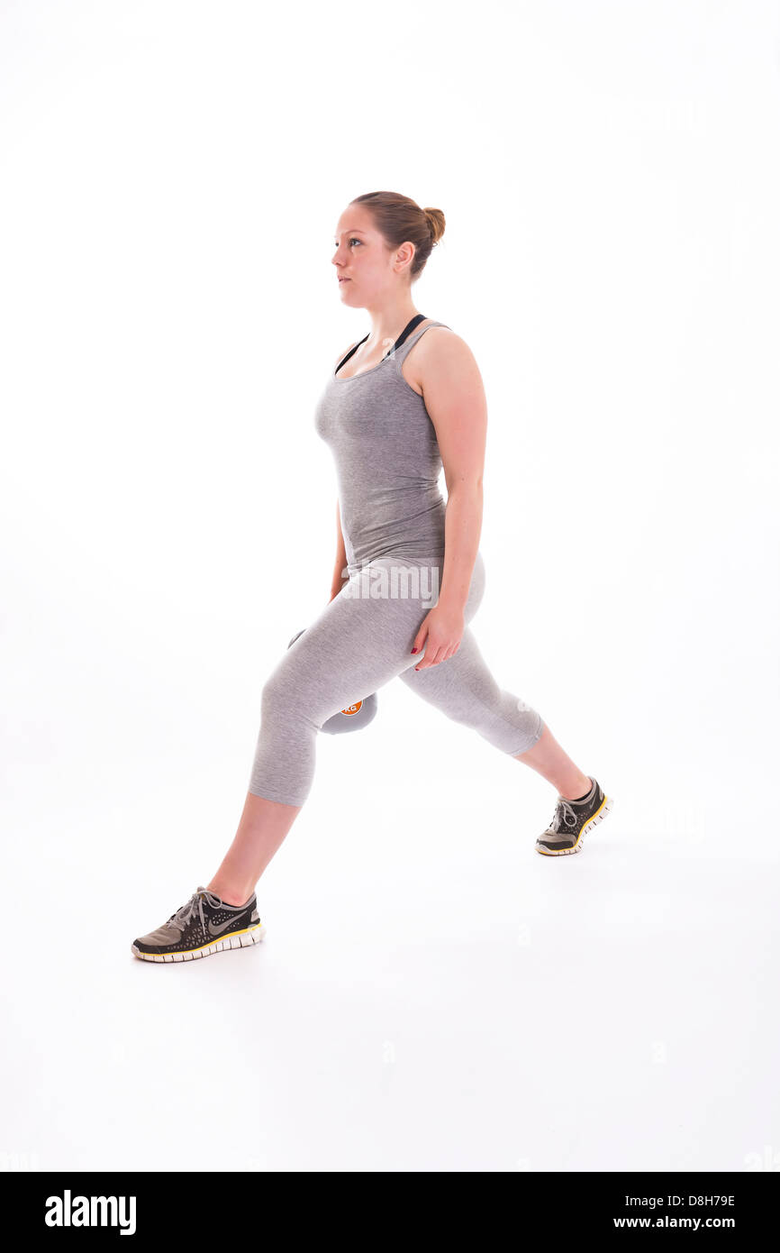 Female Exercise and Fitness on white background Stock Photo - Alamy