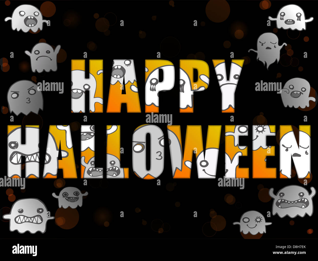 Vector - Halloween Letters with Ghosts Stock Photo - Alamy