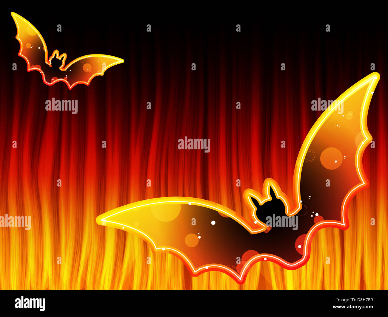 Vector - Halloween Background with Bats and Flames Stock Photo - Alamy