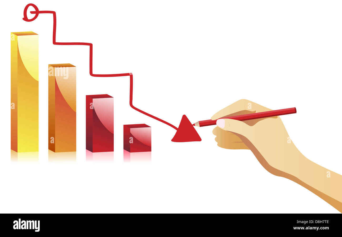 Hand drawing a failure chart. Vector Image Stock Photo - Alamy