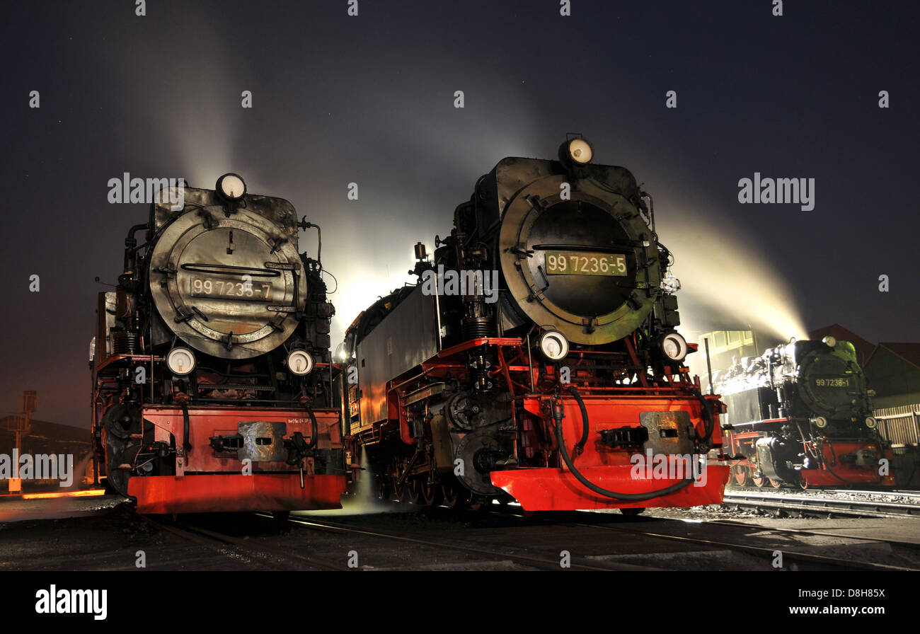 Steam engines in the night Stock Photo - Alamy