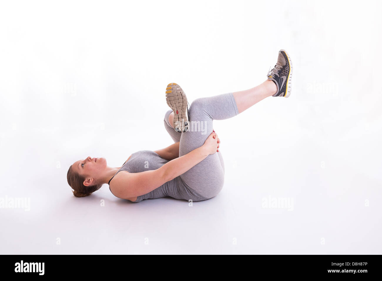 Female Exercise and Fitness on white background Stock Photo - Alamy