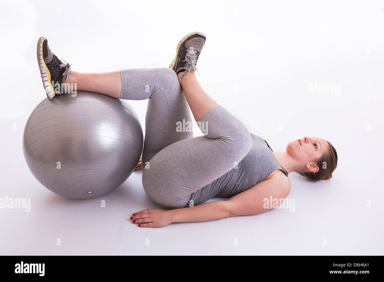 Female Exercise and Fitness on white background Stock Photo - Alamy
