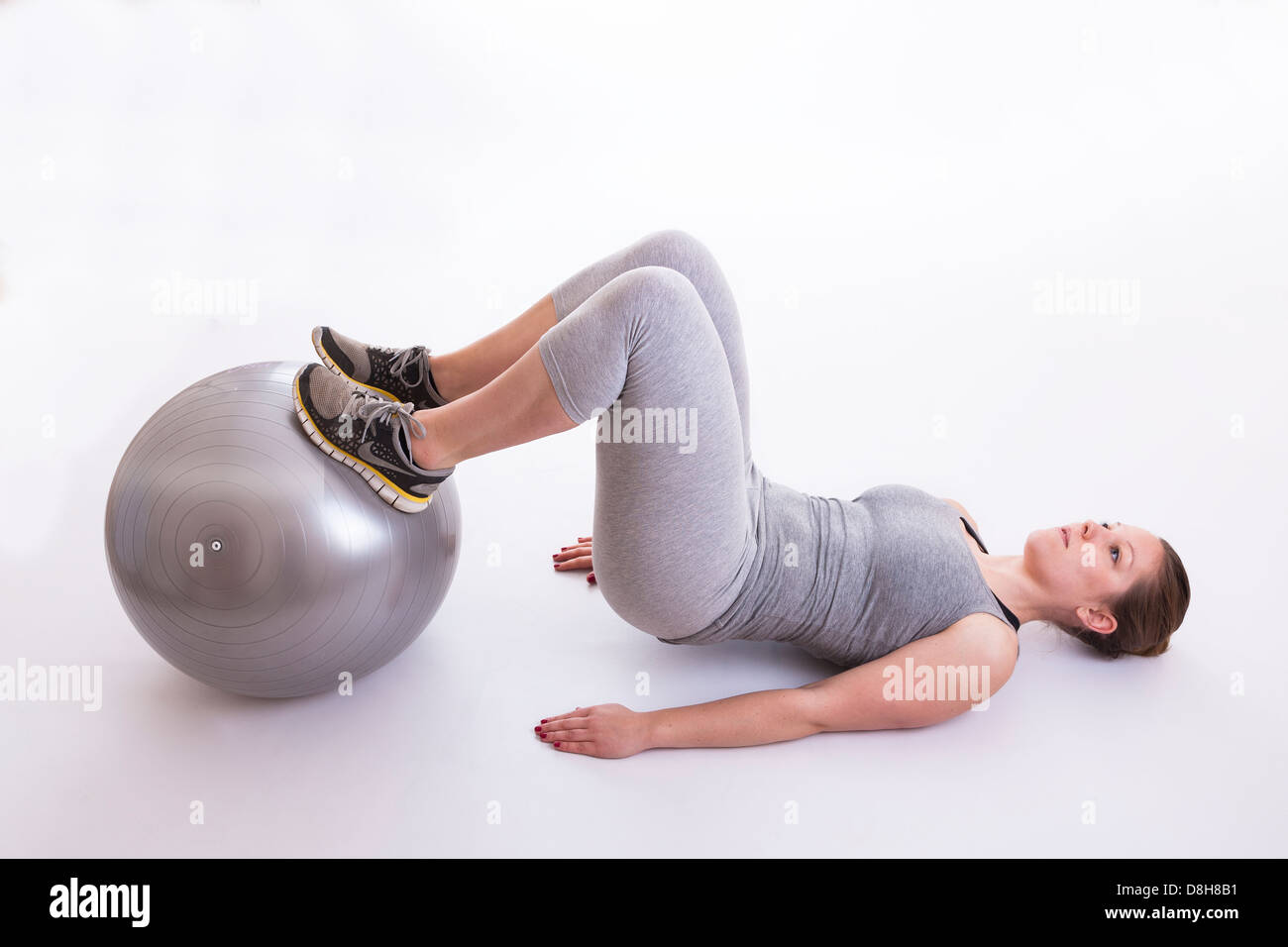 Female Exercise and Fitness on white background Stock Photo - Alamy