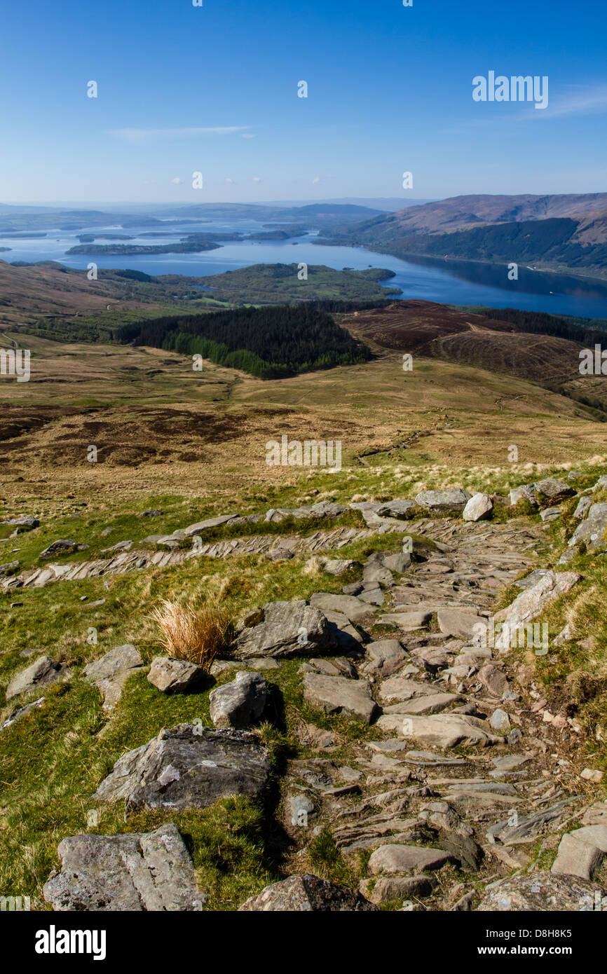 Looking back over Loch Lomond on the ascent of Ben Lomond, Scotland, UK ...