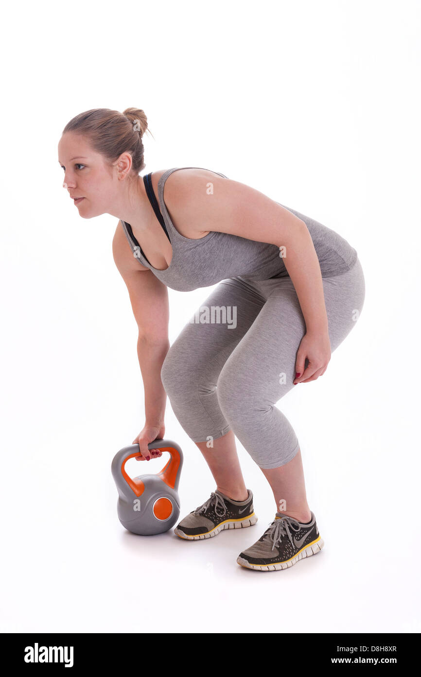 Female Exercise and Fitness on white background Stock Photo - Alamy