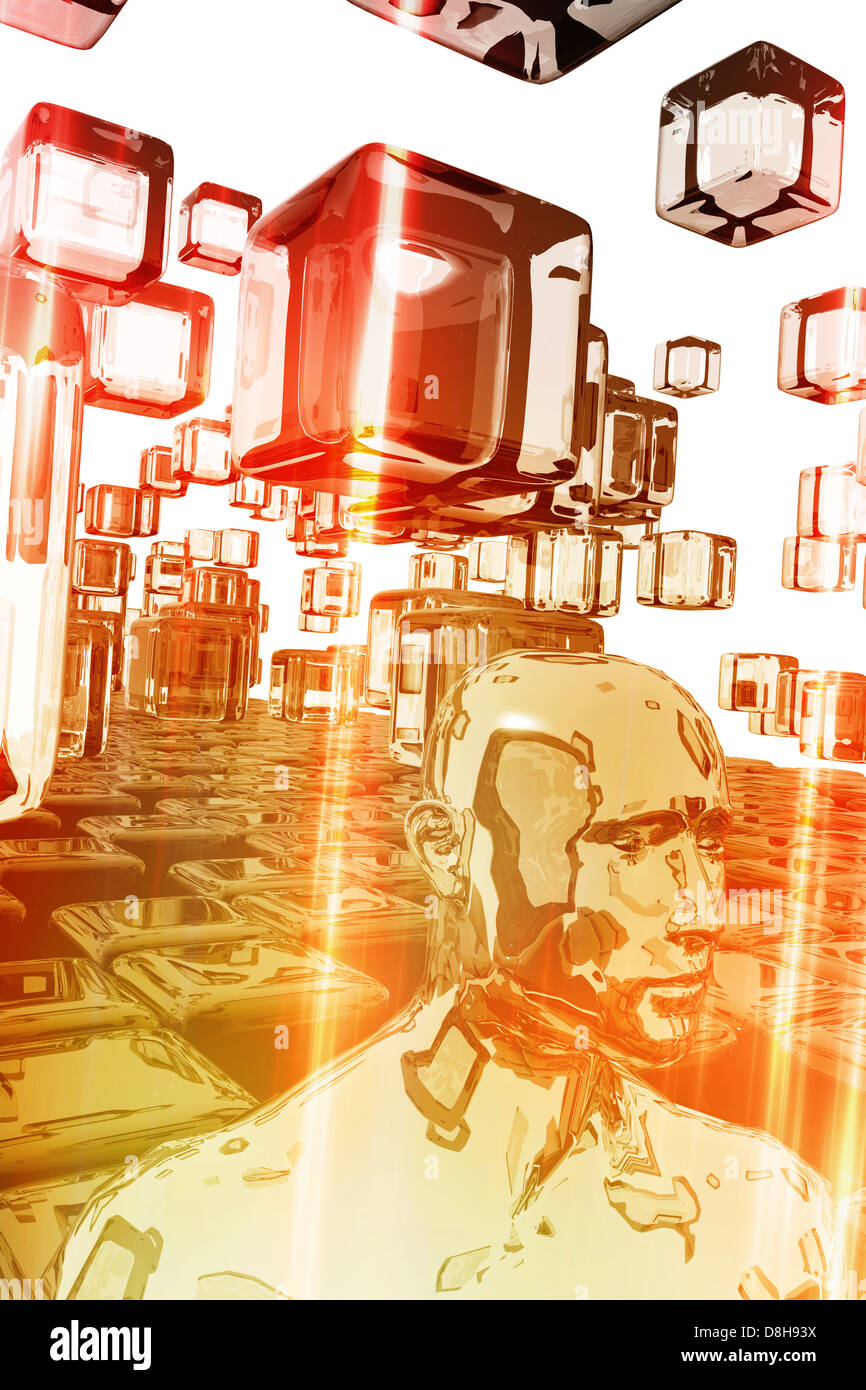 Human figure in tech virtual environment Stock Photo - Alamy