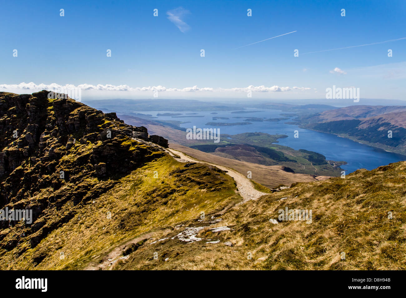 Looking back from the summit of Ben Lomond over Loch Lomond Stock Photo ...