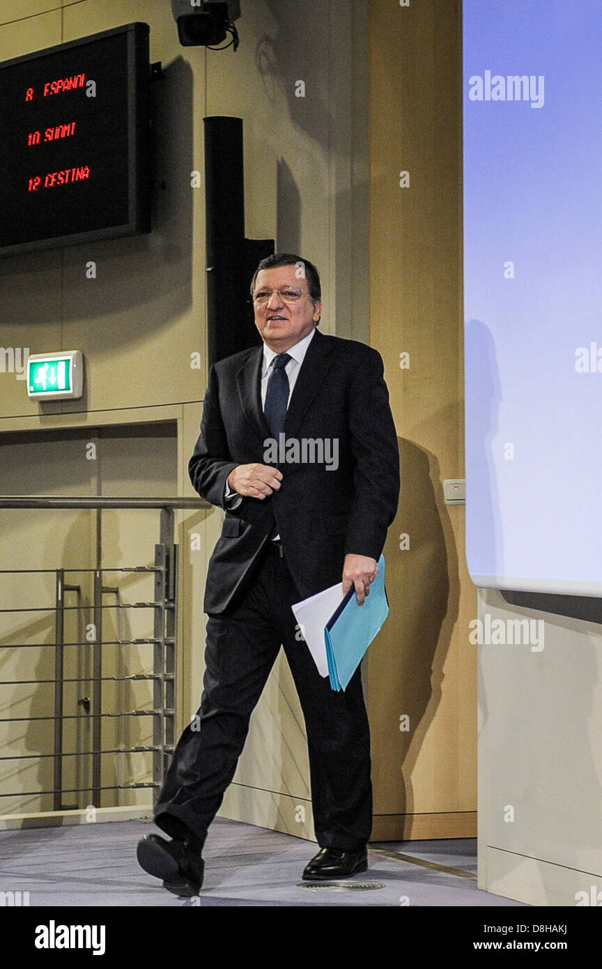Jose Manuel Barroso, the president of the European Commission gives the ...