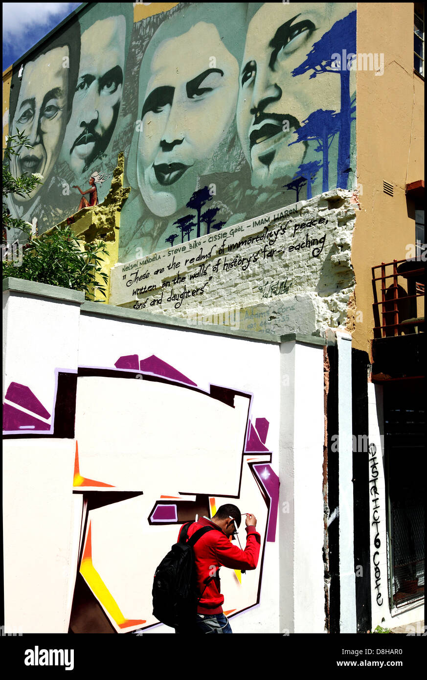 Mural of Nelson Mandela,Steve Biko,Cisse Gool,Imam Haron,District Six ...