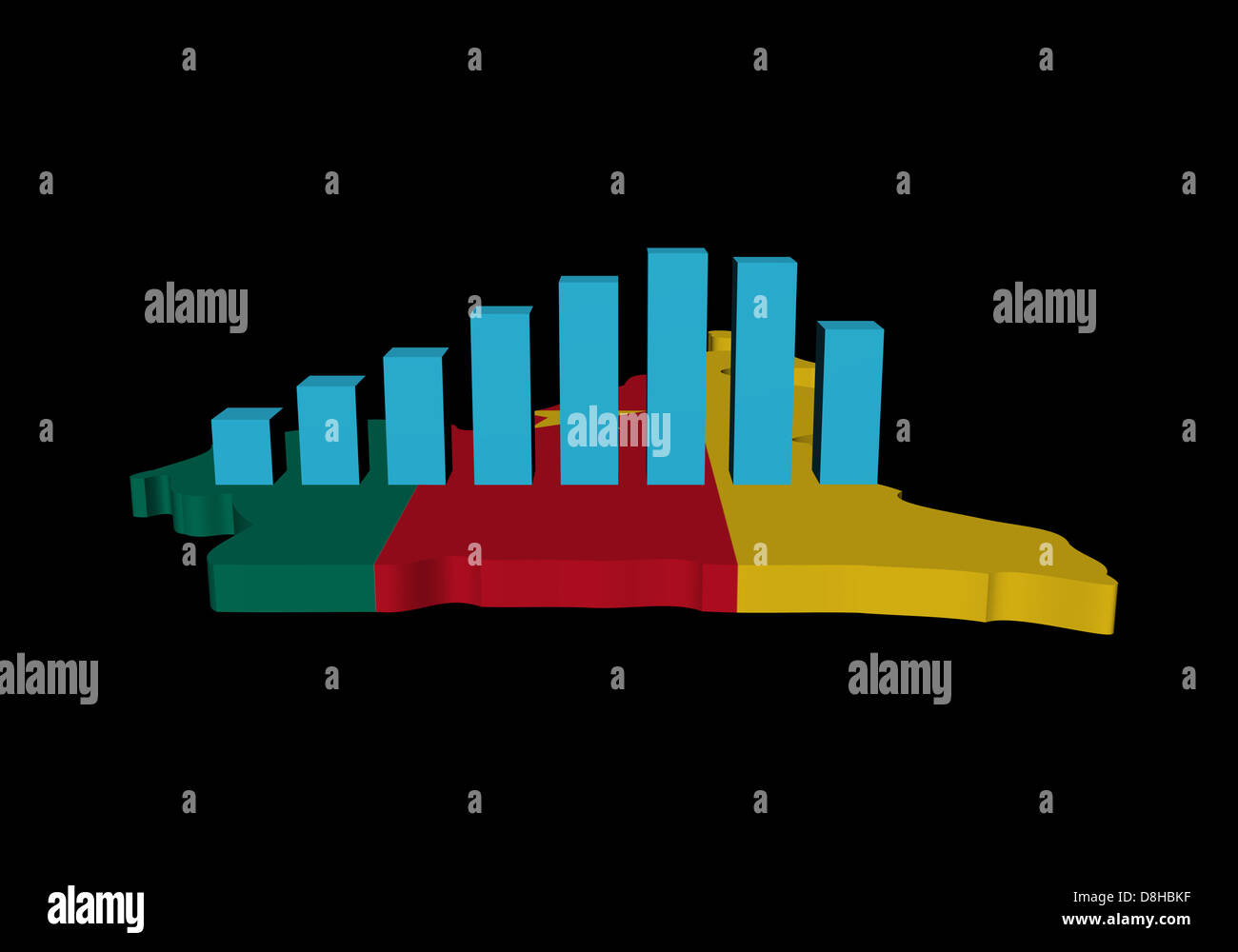 graph on Cameroon map flag illustration Stock Photo - Alamy