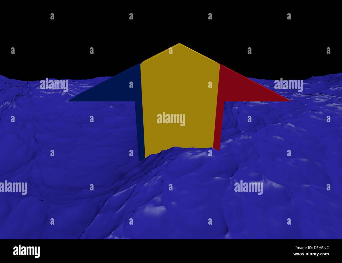 Romania flag arrow in abstract ocean illustration Stock Photo - Alamy
