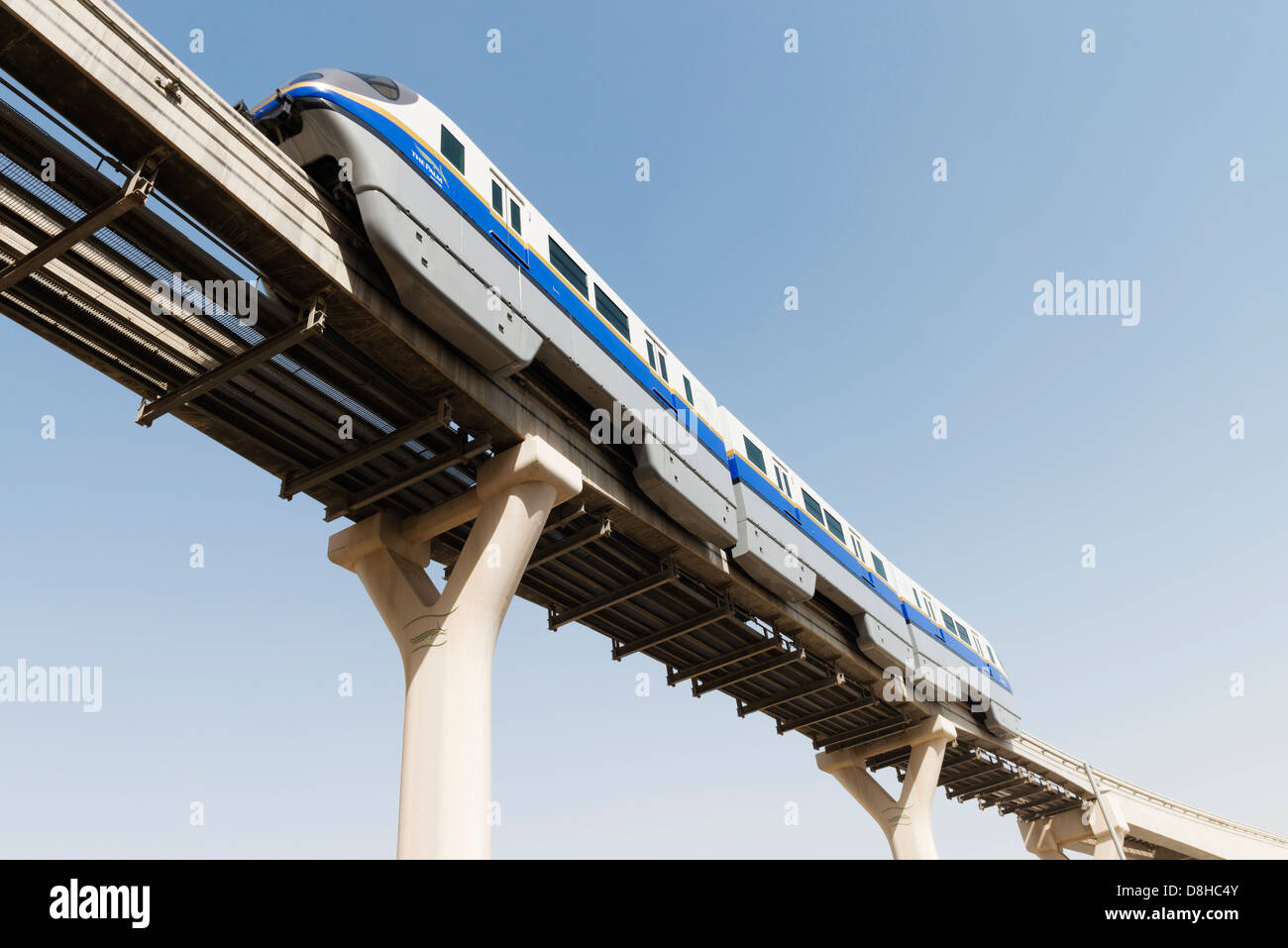 Overhead monorail railway transporting passengers to The Atlantis Hotel ...