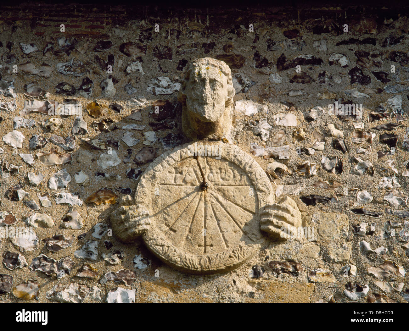 Medieval sundial on the south wall of St Mary the Virgin's church ...
