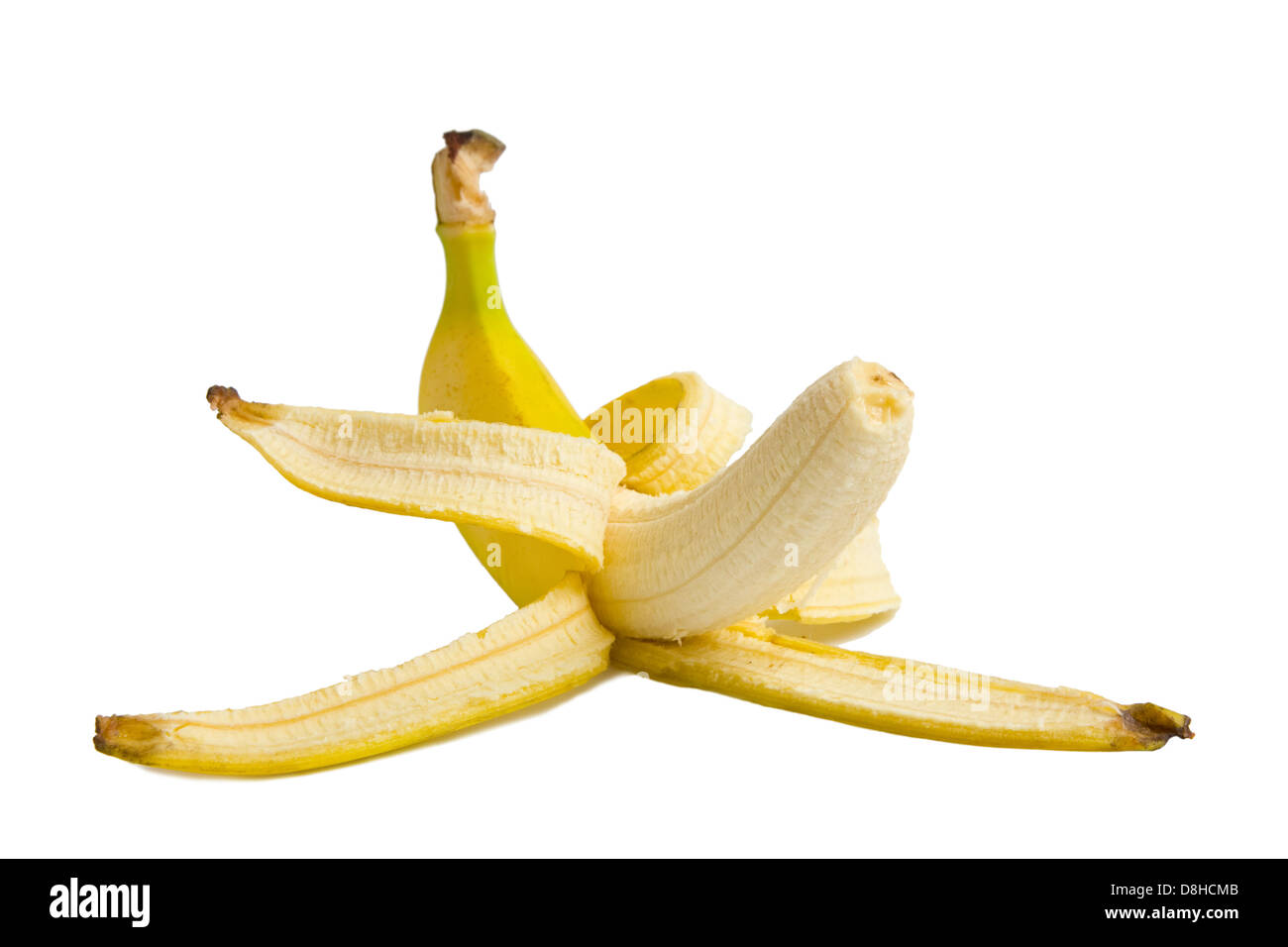 Open banana isolated on white background Stock Photo - Alamy