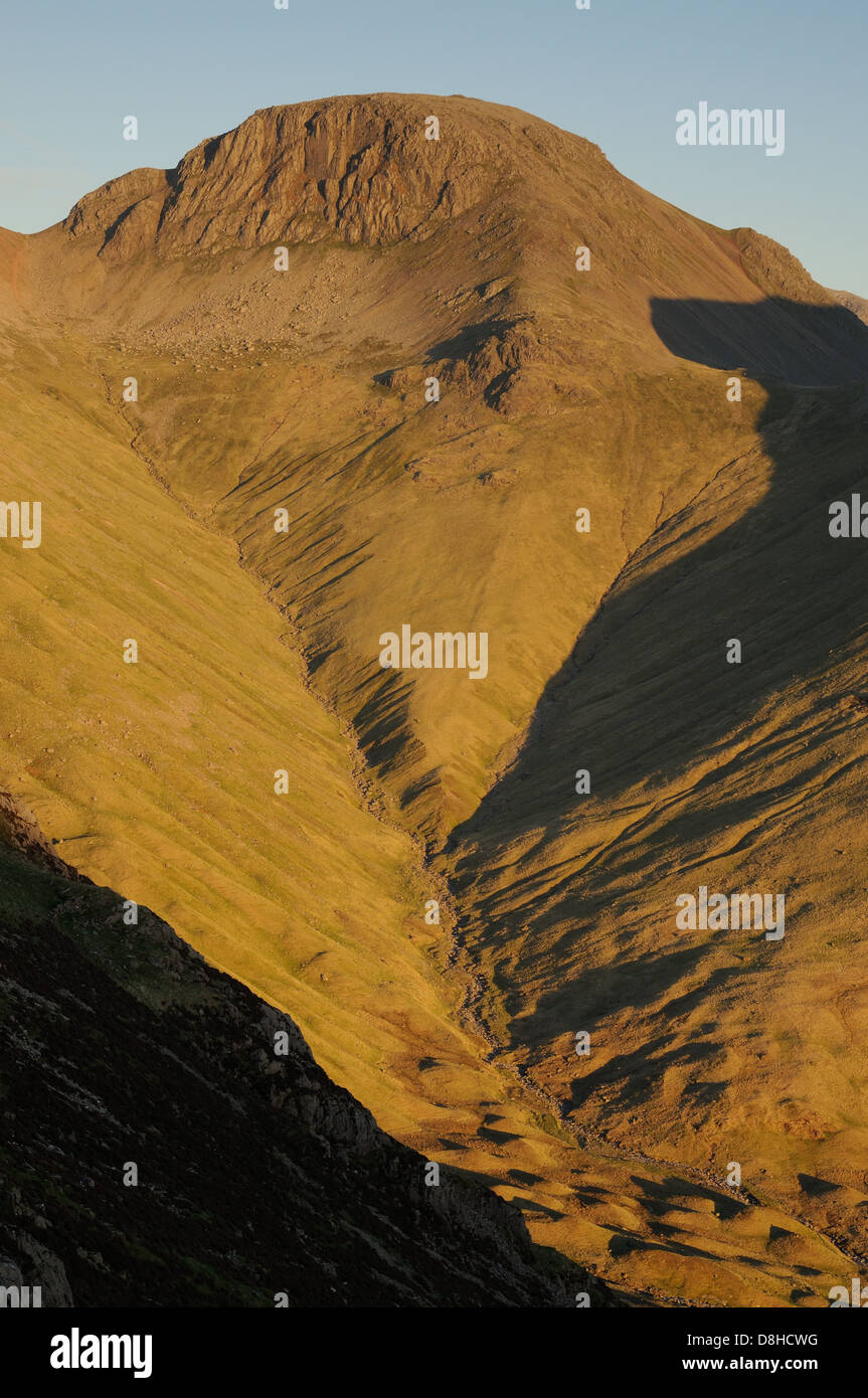 Portrait of Great Gable at the head of the Ennerdale Valley in warm ...
