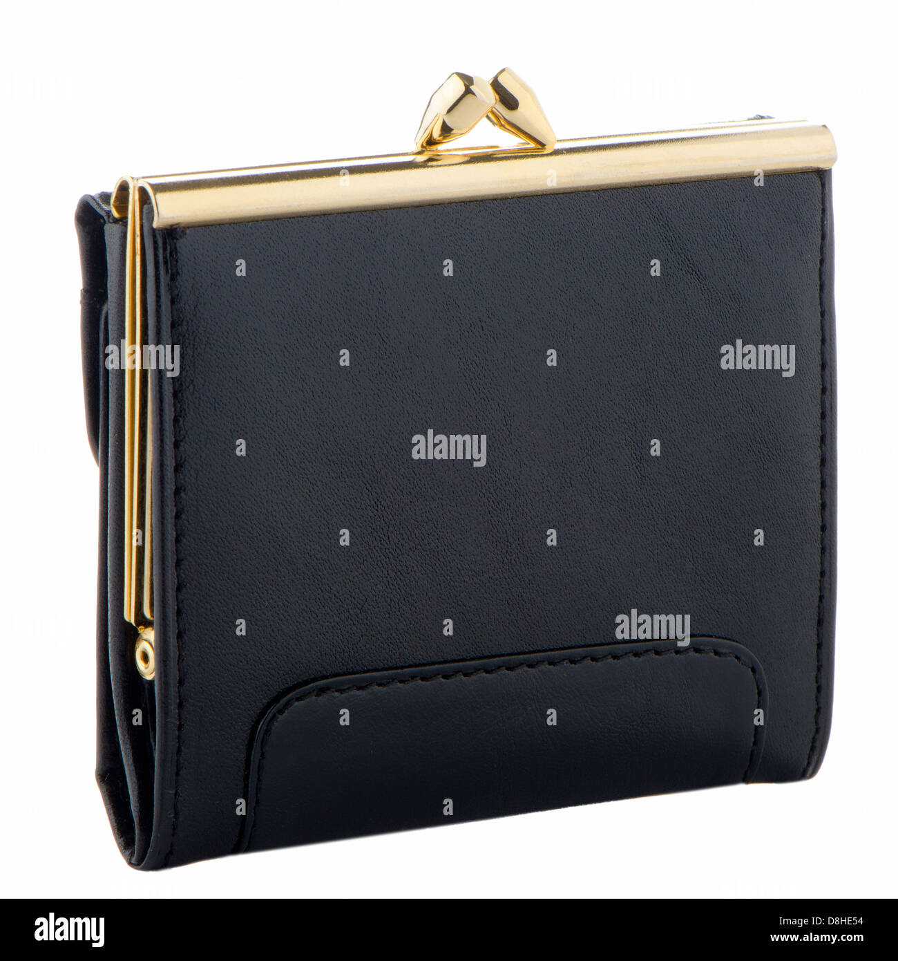Black leather purse isolated on white background Stock Photo - Alamy