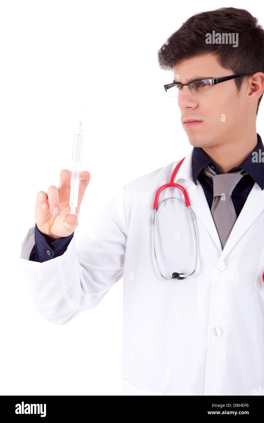 Young Medic holding a syringe Stock Photo - Alamy
