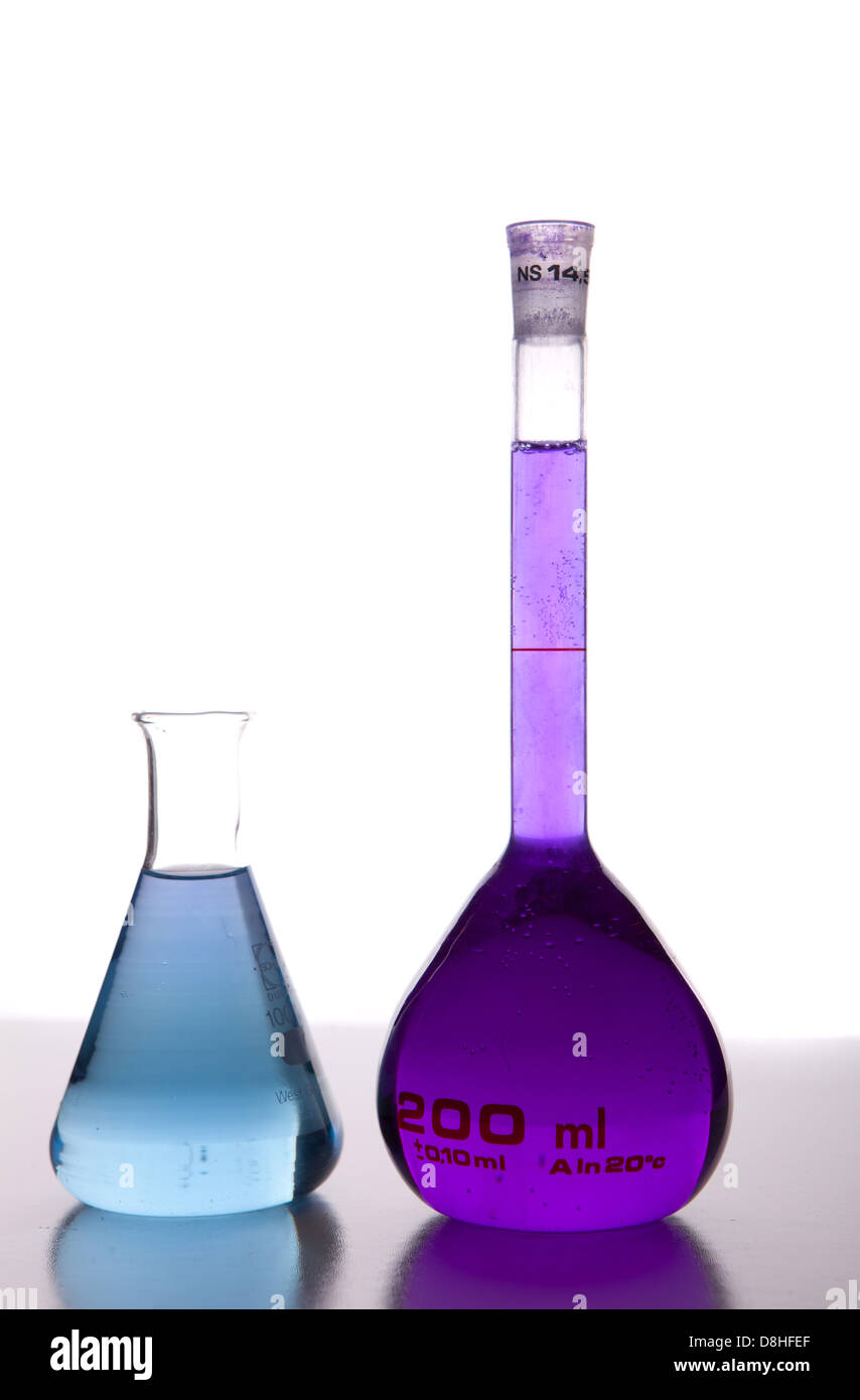 Laboratory equipment with some colored liquids Stock Photo - Alamy