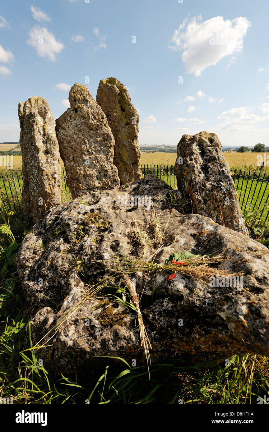 The Neolithic prehistoric Whispering Knights burial dolmen. Part of the ...