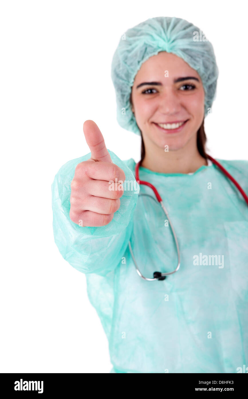 Young medic showing thumbs up Stock Photo - Alamy