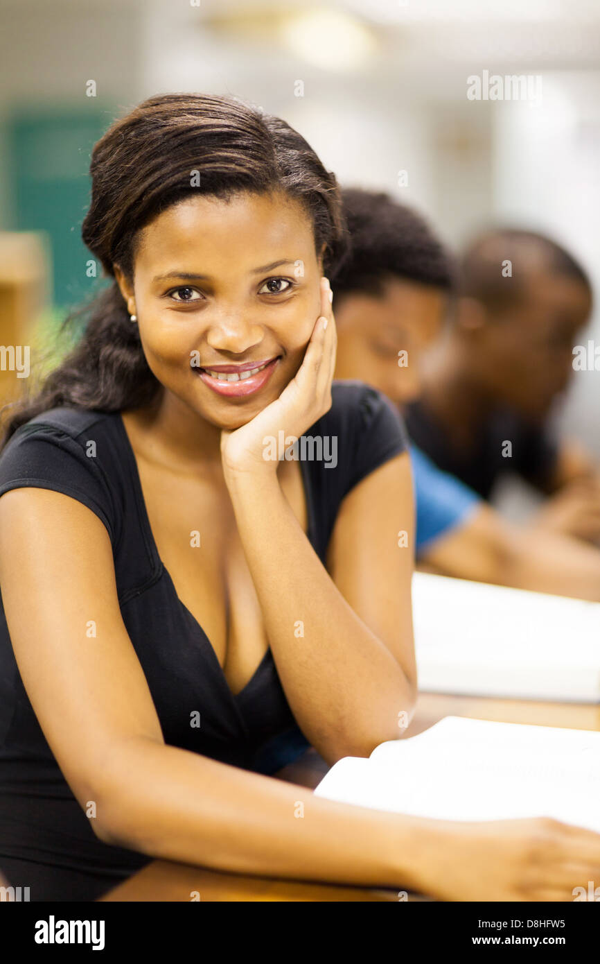 pretty african american college student with classmates Stock Photo - Alamy