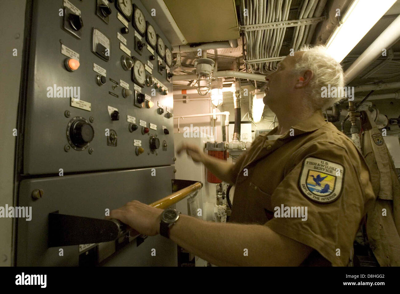 Eengineer working on ship Stock Photo - Alamy
