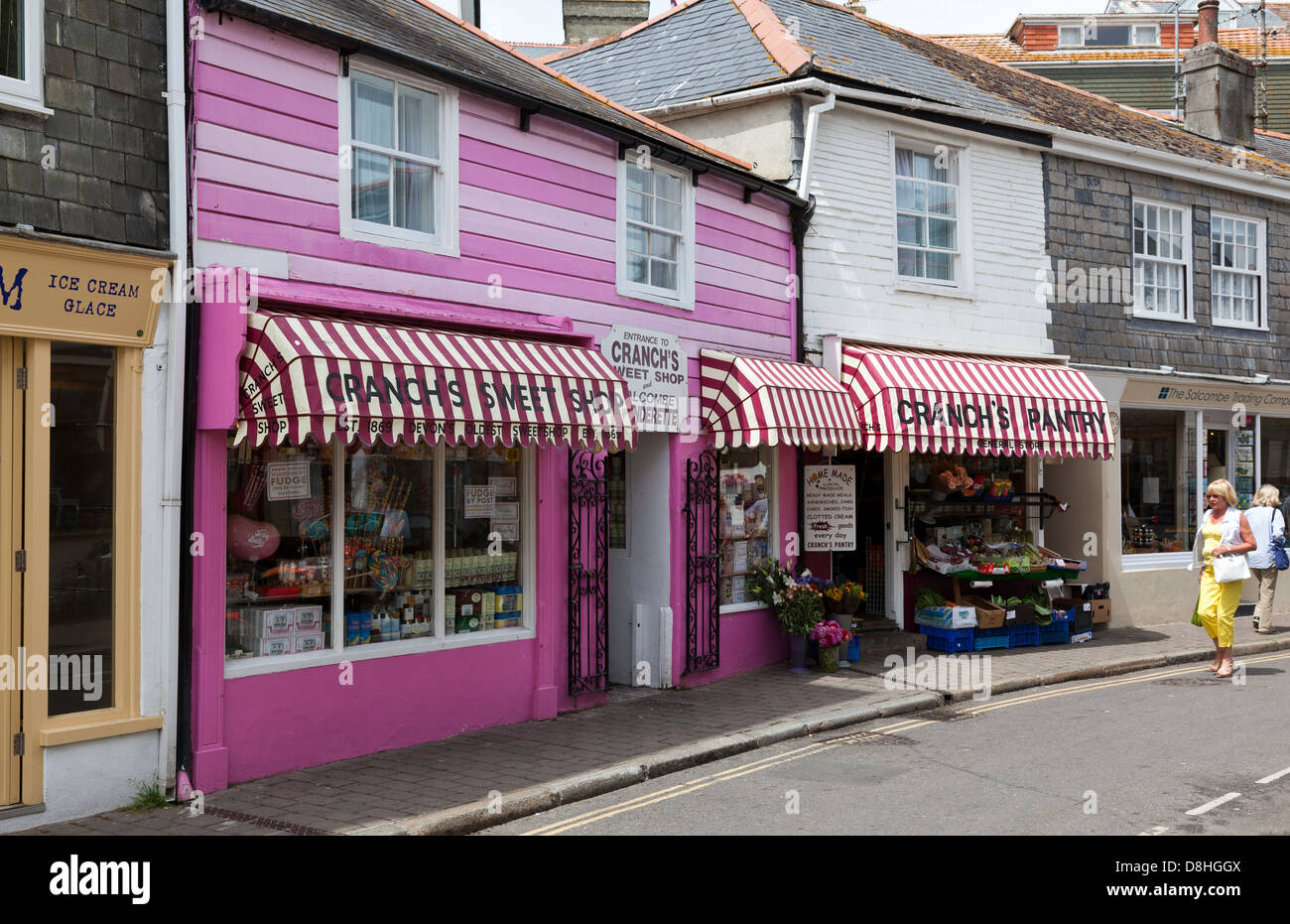 Cranch's traditional sweet shop and Cranch's Pantry, Salcombe, Devon Stock Photo - Alamy