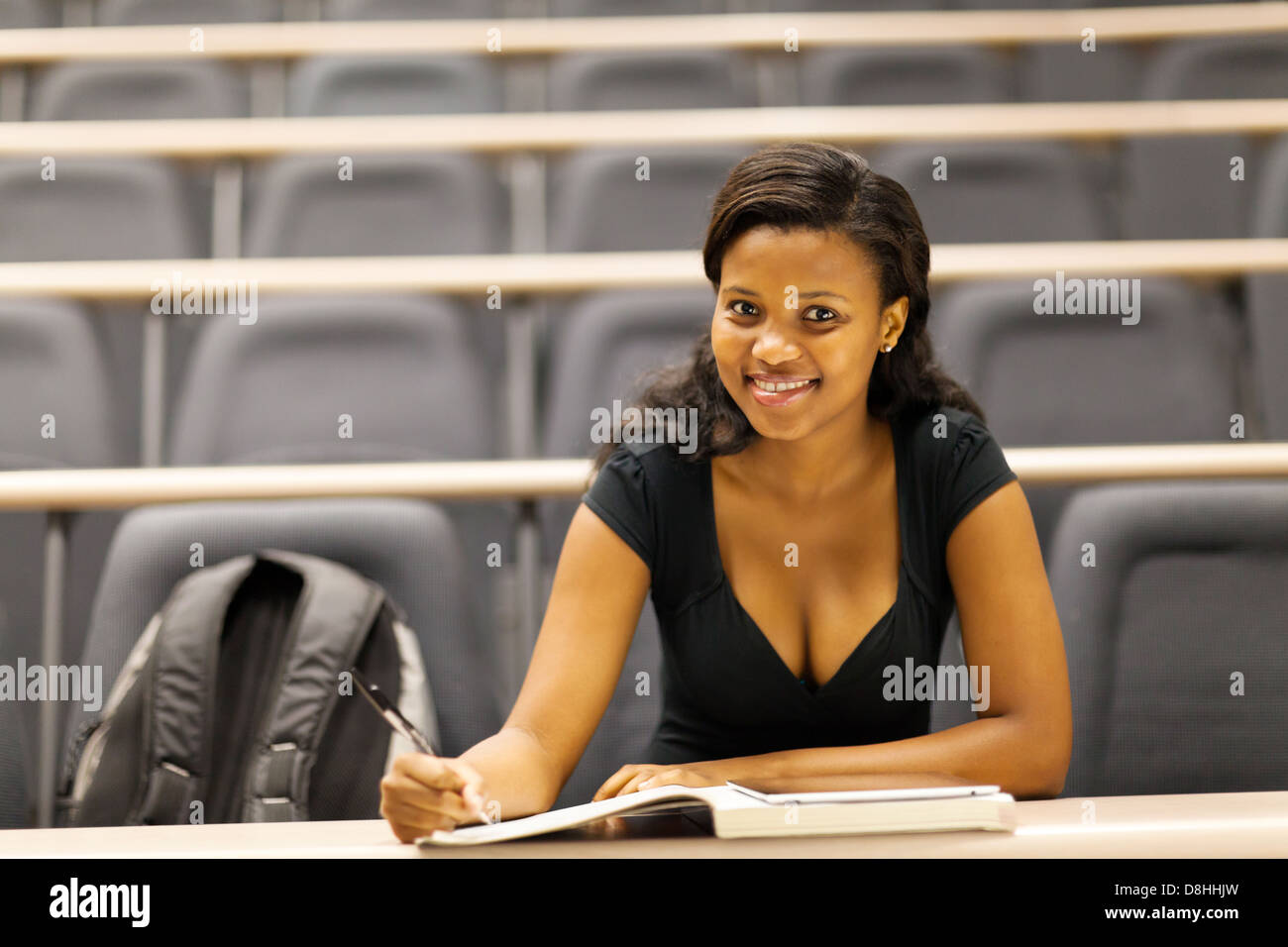 female african american college student sitting in lecture hall Stock ...
