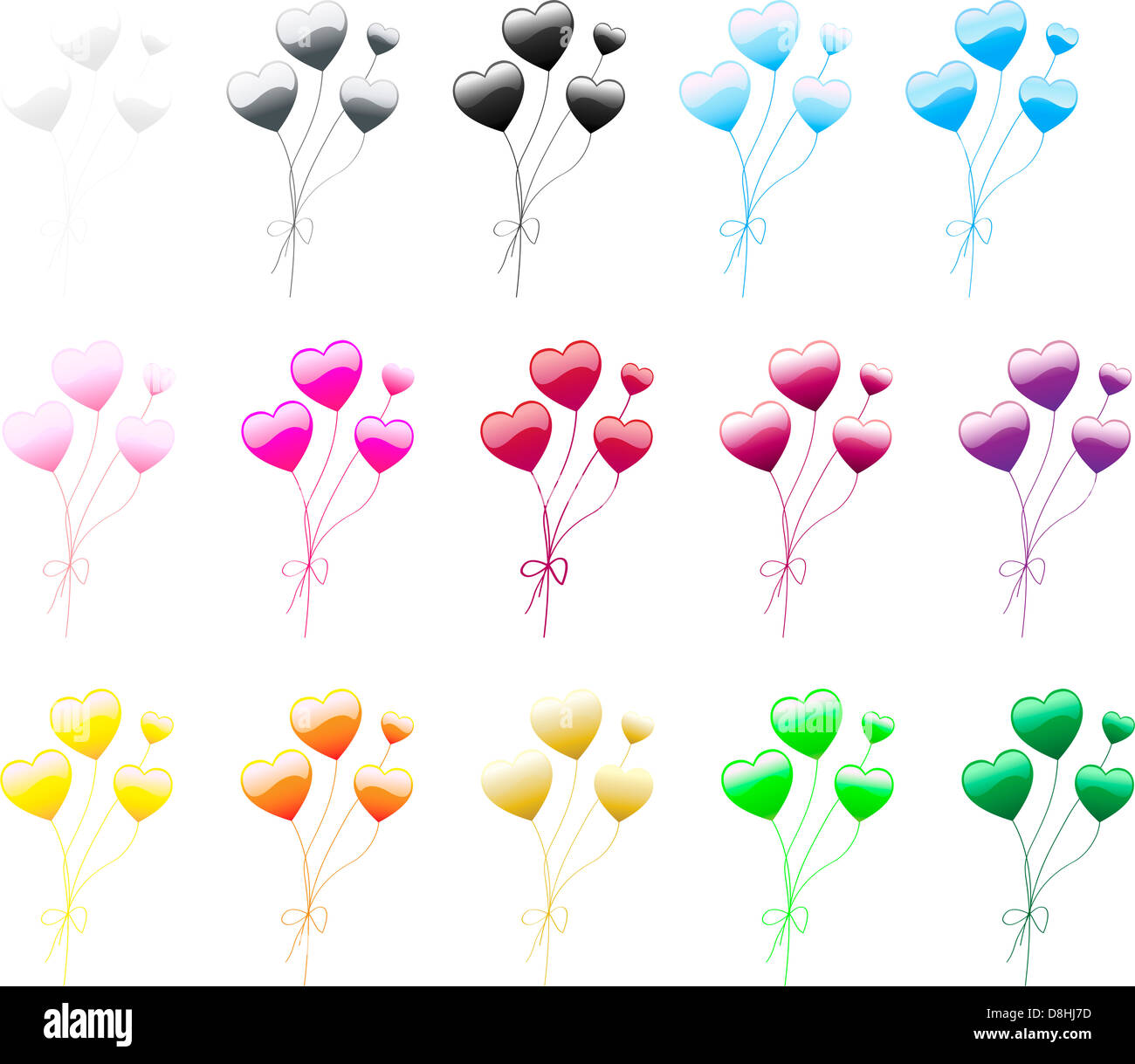 Set of 15 colorful heart shaped balloons. Vector totally editable Stock ...