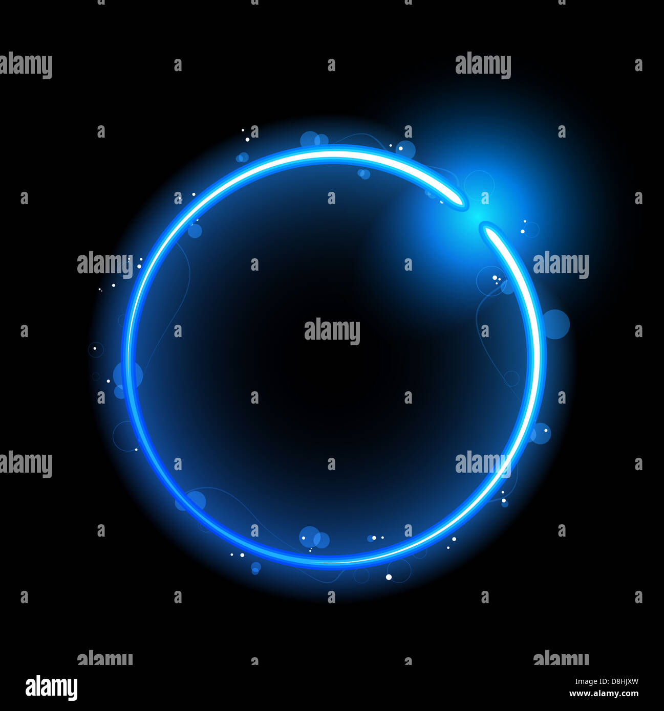 Blue Circle Border with Sparkles and Swirls. Editable Vector ...