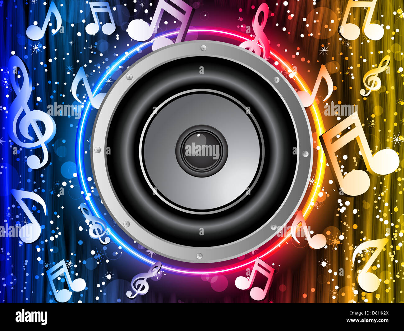 Neon Rainbow Music Notes