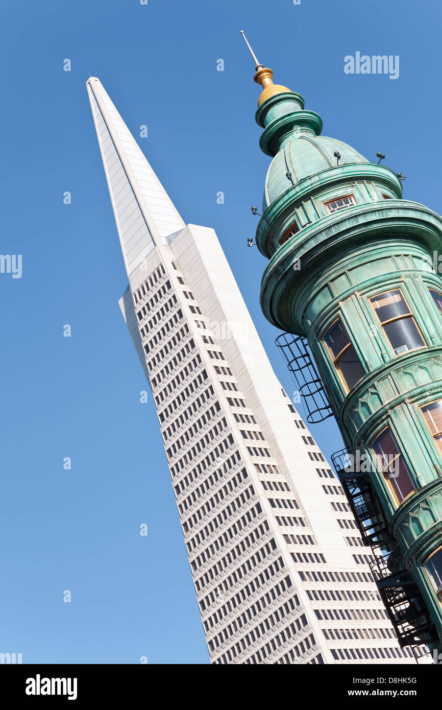 Transamerica Pyramid & Columbus Tower, San Francisco, California, USA ...