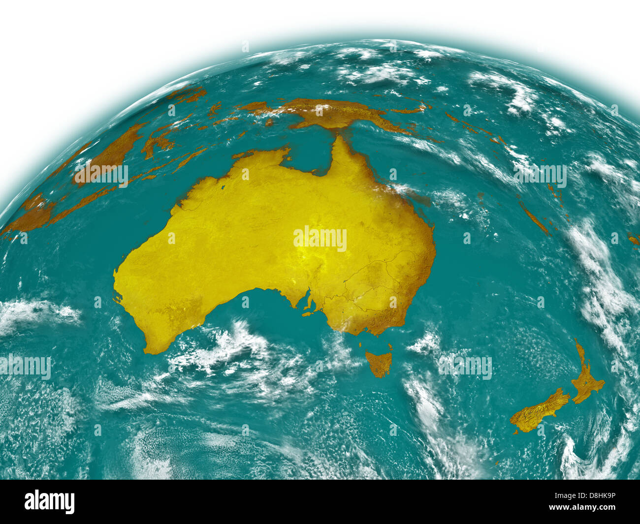 Australia on planet Earth isolated on white background. Elements of ...