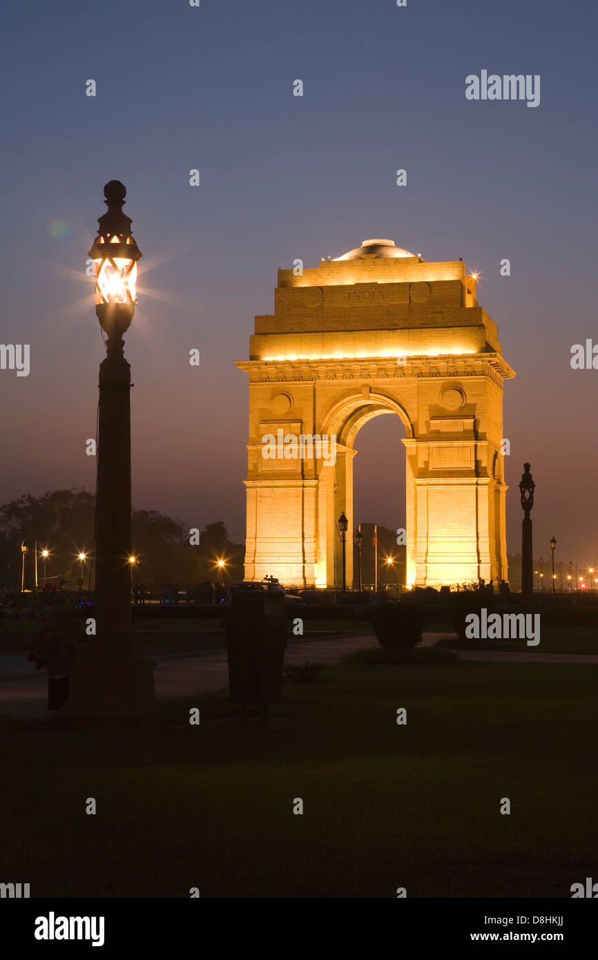 India, Delhi, New Delhi, India Gate illuminated at dusk Stock Photo - Alamy