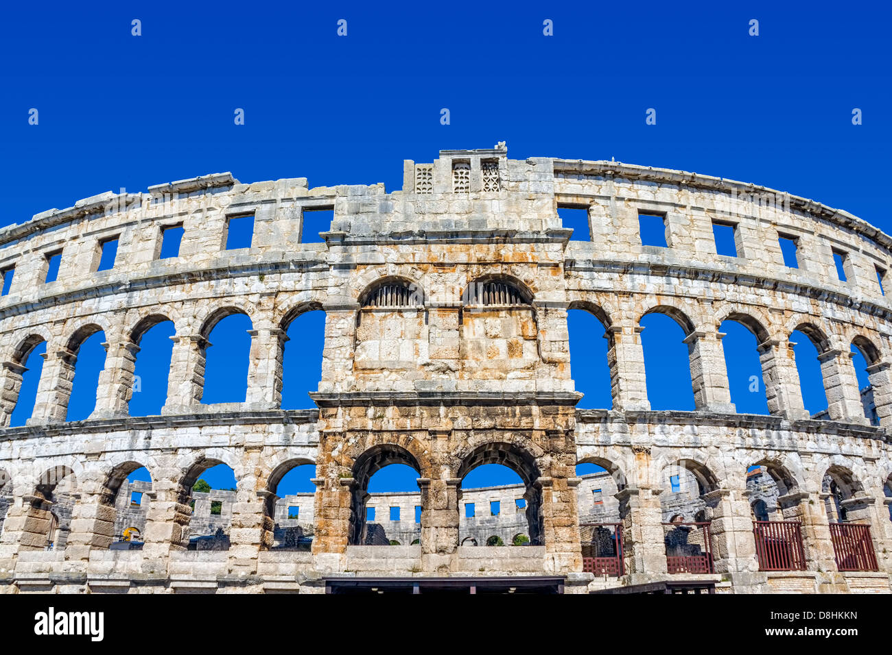Roman time arena in Pula, detail, Croatia. UNESCO world heritage site ...